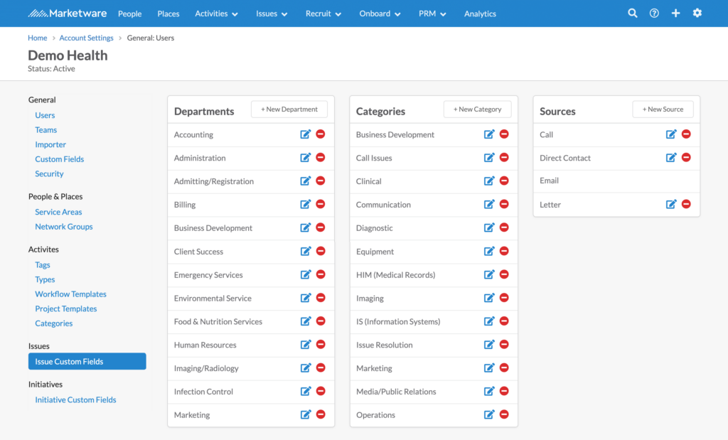 Issues — Custom Fields | Marketware.com